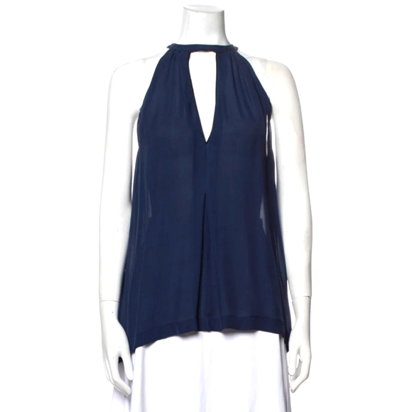 A.L.C. | Tops | Alc Silk Keyhole Halter Top Medium Blue | Poshmark